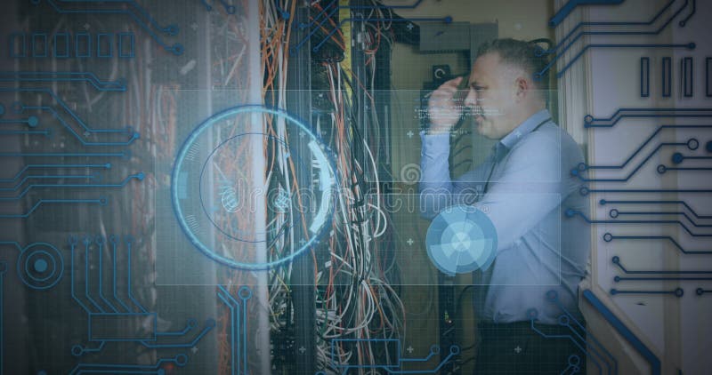 Animation of Round Scanner and Data Processing Over Caucasian Male ...