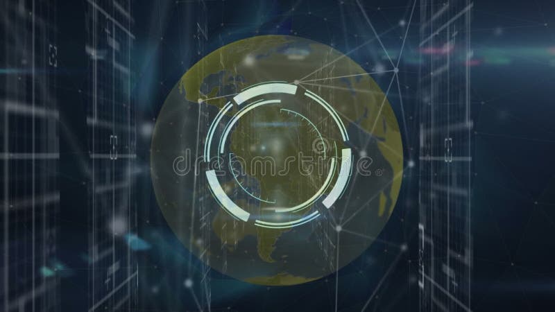 Animation of Round Scanner and Network of Connections Over a Globe ...