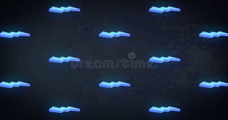 Animation of Rows of Blue Thunder Pattern Moving on Black Background ...