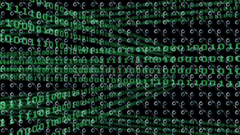 Animation Of Rows Of Pattern Spinning Over Binary Coding And Data Processing Stock Footage
