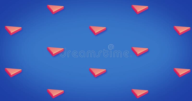 Animation of Rows of Red Triangles Pattern Moving on Blue Background ...