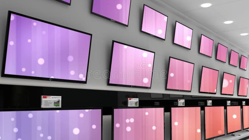 Animation of Rows of Television Sets in Store with Glowing Screens with ...