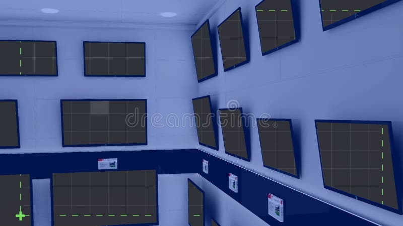 Animation of Rows of Television Sets in Store with Pattern on Screens ...