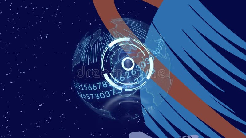 Animation of Safe Lock Rotating Over Globe with Data Processing, Over ...