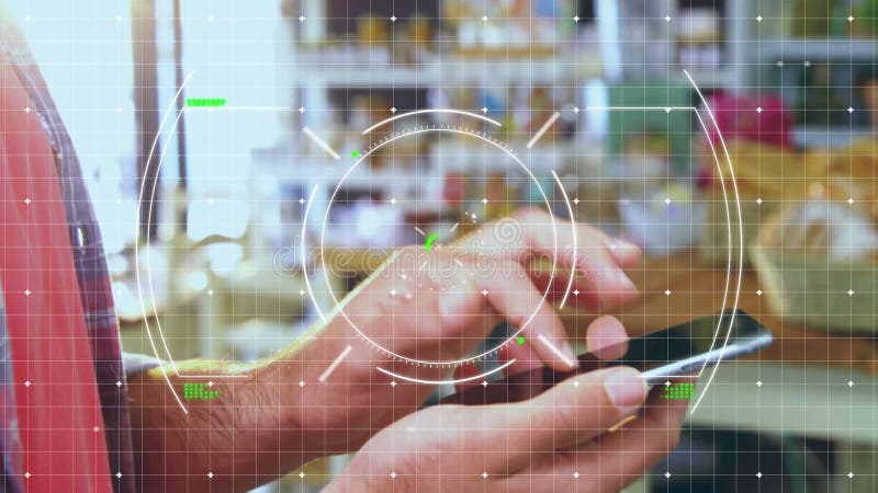 Animation of Scan Scoping Over Caucasian Men Using Smartphone Stock ...