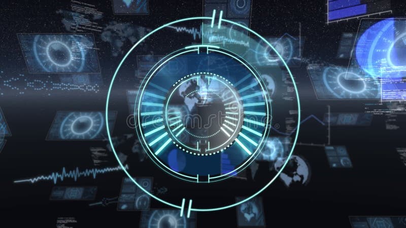 Animation of Scan Scoping Over Data Processing on Moving Screens Stock Footage - Video of ...