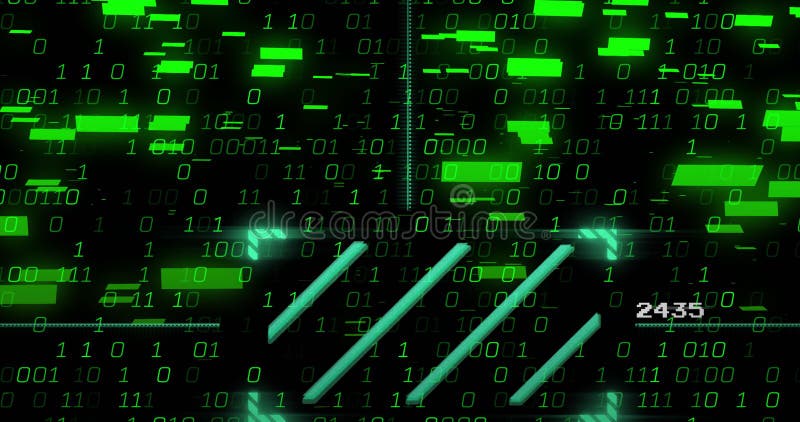Animation of Scanner and Binary Coding Over Black Background Stock Footage - Video of concept ...