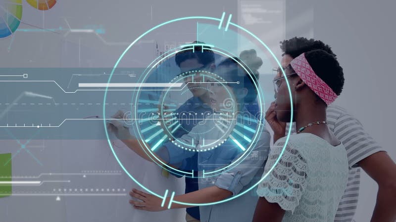 Animation of Scanner Processing Data Over Diverse Colleagues at Work in ...