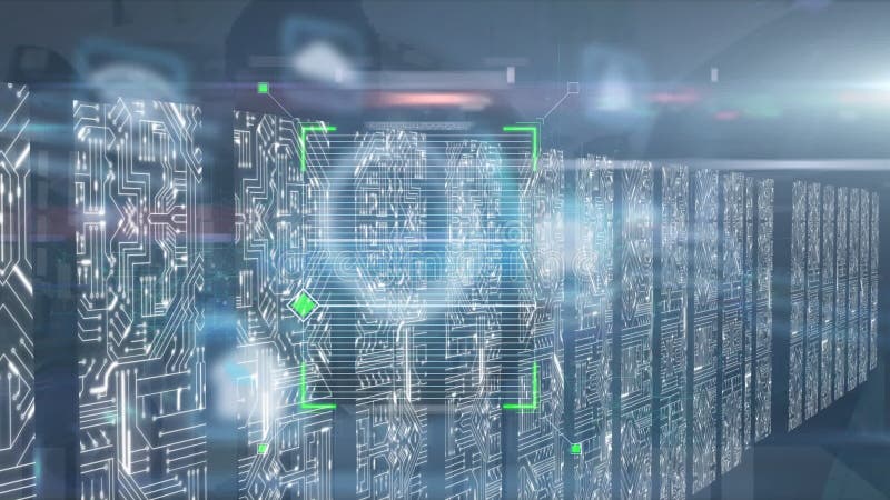 Animation Of Scanning Over Columns With Computer Circuit Board Stock