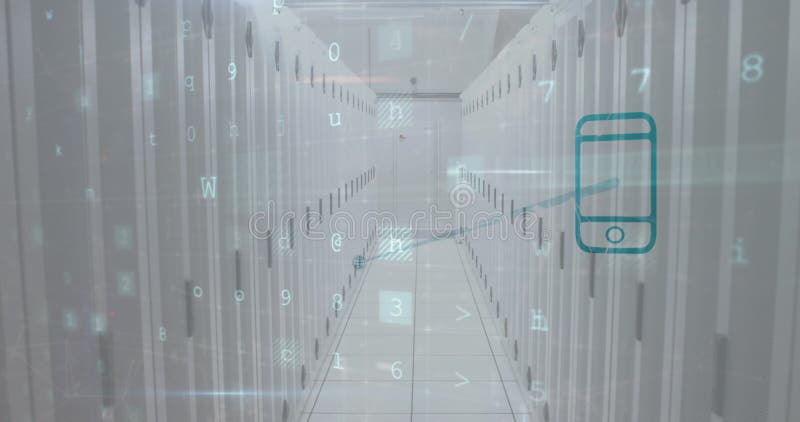 Animation of Scanning, Virus Warning and Tech Icons Over Servers Stock ...