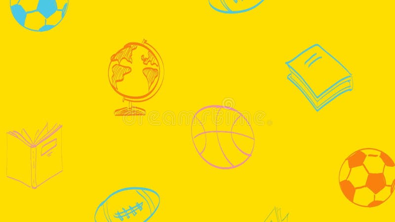 Animation of School Icons on Yellow Background Stock Footage - Video of ...