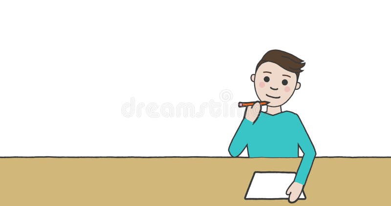 Animation of Schoolboy Taking Notes on White Background Stock Footage ...