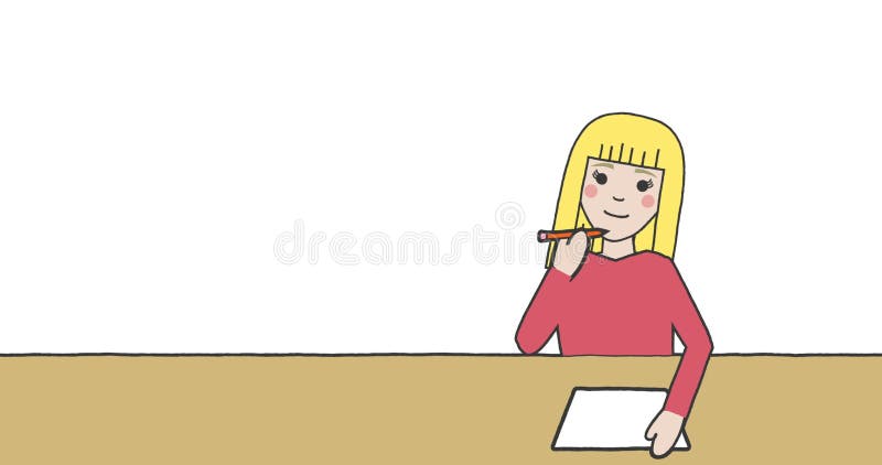 Animation of Schoolgirl Taking Notes on White Background Stock Video ...