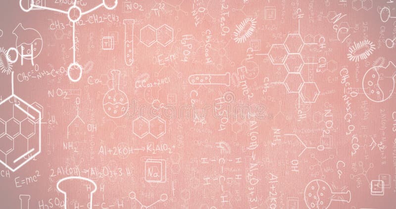 Animation of Science Concept Icons and Formulas Against Pink Gradient ...