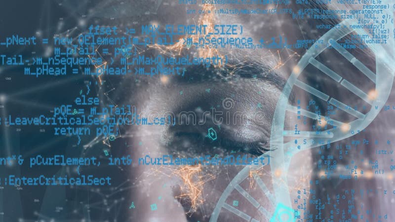 Animation of Science Data Processing Over Screens on Caucasian Women ...