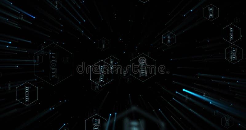 Animation of Scientific Data Processing on Dark Background Stock ...