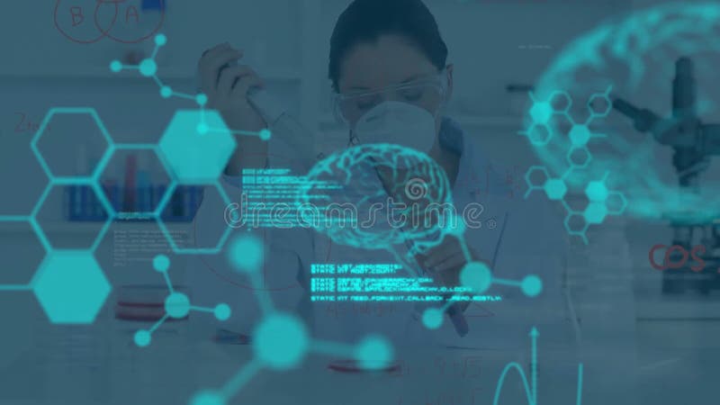 Animation of Scientific Data Processing Over Asian Female Scientist in ...