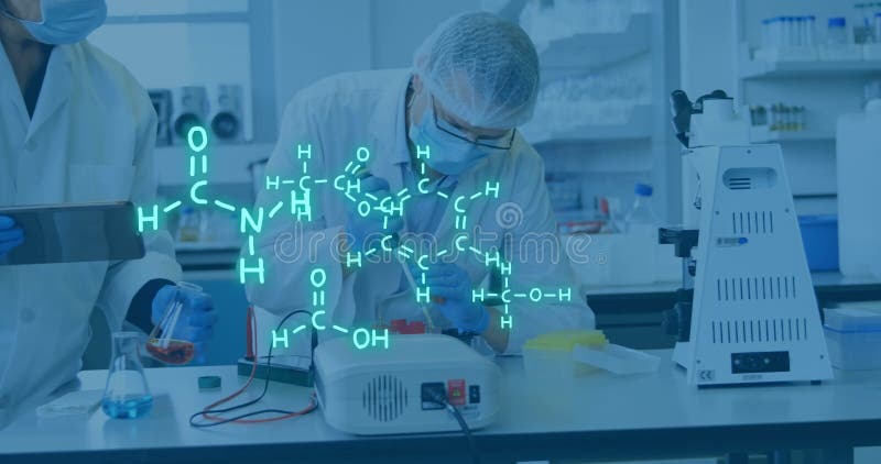 Animation of Scientific Data Processing Over Caucasian Male Scientist ...