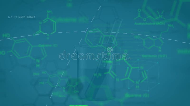 Animation of Scientific Data Processing Over Laboratory Beakers Stock ...