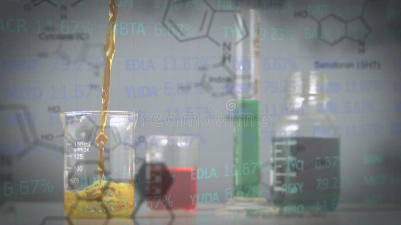 Animation of Scientific Data Processing Over Laboratory Beakers Stock ...