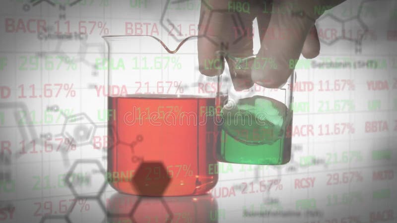Animation of Scientific Data Processing Over Laboratory Beakers Stock ...