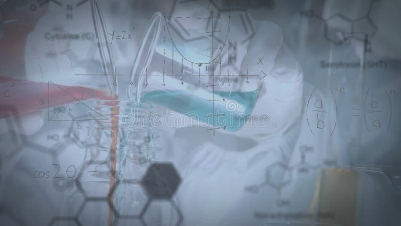 Animation of Scientific Data Processing Over Laboratory Beakers Stock ...