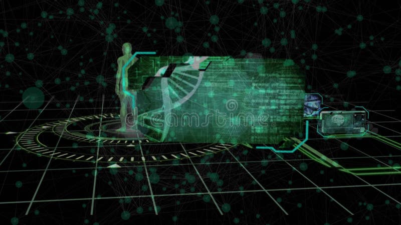 Animation of Scientific Data on Screen and Human Model Over Black ...