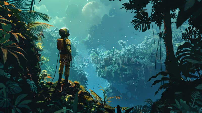 Animation of Scientist Exploring Exotic Space Stock Photo - Image of ...