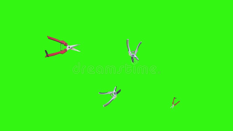 Animation of Scissors, Gardening Tools, Chroma Key Stock Video - Video ...