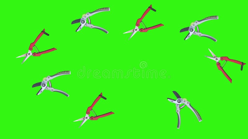 Animation of Scissors, Gardening Tools, Chroma Key Stock Footage ...