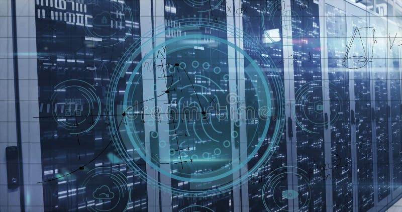 Animation of Scope and Data Processing Over Computer Servers Stock Footage - Video of concept ...