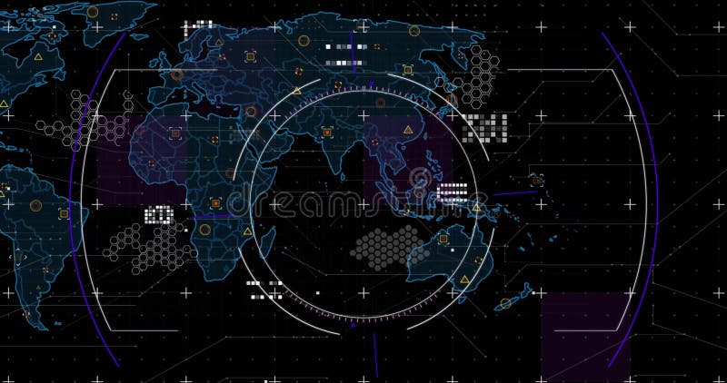 Animation of Scope and Data Processing Over World Map Stock Video - Video of people, computer ...