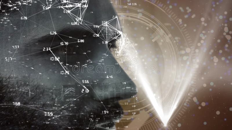 Animation of Scope and Network of Connections Over Man Face Stock ...