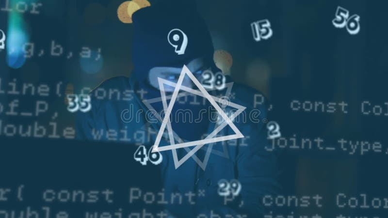 Animation Of Numbers And Data Processing Over Hacker Stock Footage Video Of Security Computer