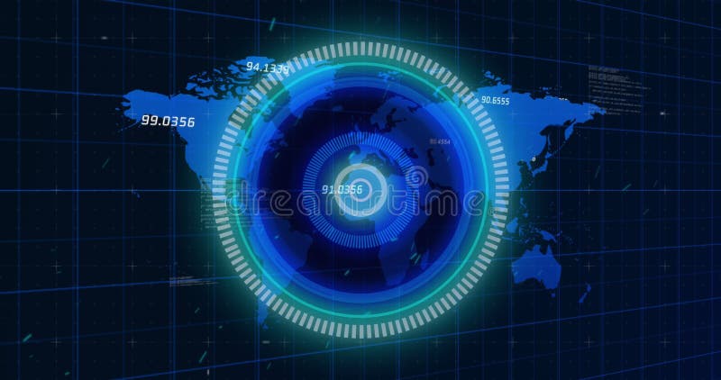 Animation of Scope, Numbers, World Map and Data Processing Stock Video ...