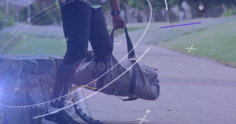 Animation of Scope and Processing Data Over Male Athlete with Running ...