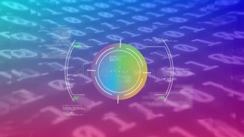 Animation of Scope Scanning and Binary Coding Data Processing Blue To Pink Background Stock ...