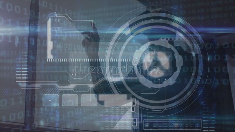 Animation of Scope Scanning and Binary Coding Over Man Wearing Vr Headset Stock Video - Video of ...