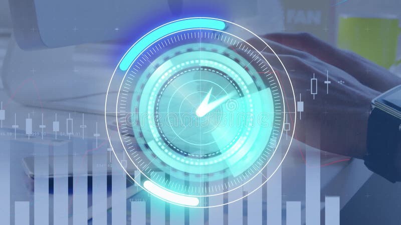 Animation of Scope Scanning with Clock Over Computer Keyboard Stock Video - Video of scope ...