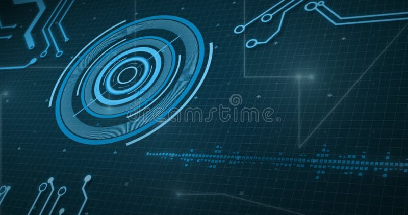 Animation Of Scope Scanning And Computer Circuit Board With Data