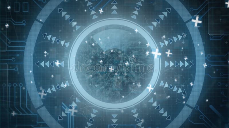 Animation Of Scope Scanning Computer Circuit Board And Data Processing