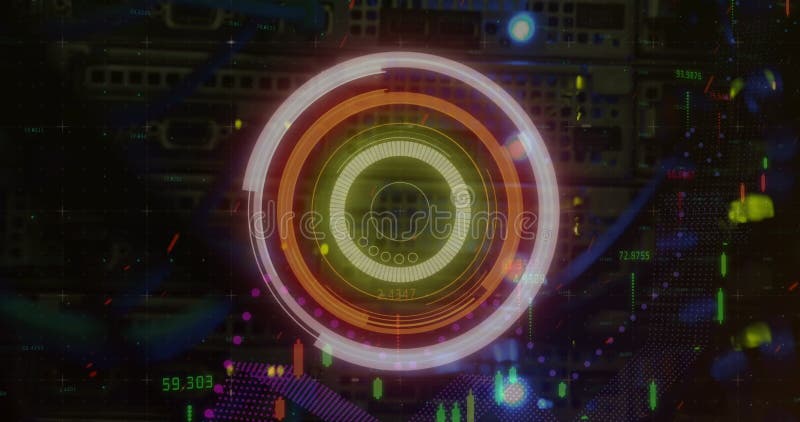 Animation of Scope Scanning and Data Processing Over Cables in Computer Server in Background ...