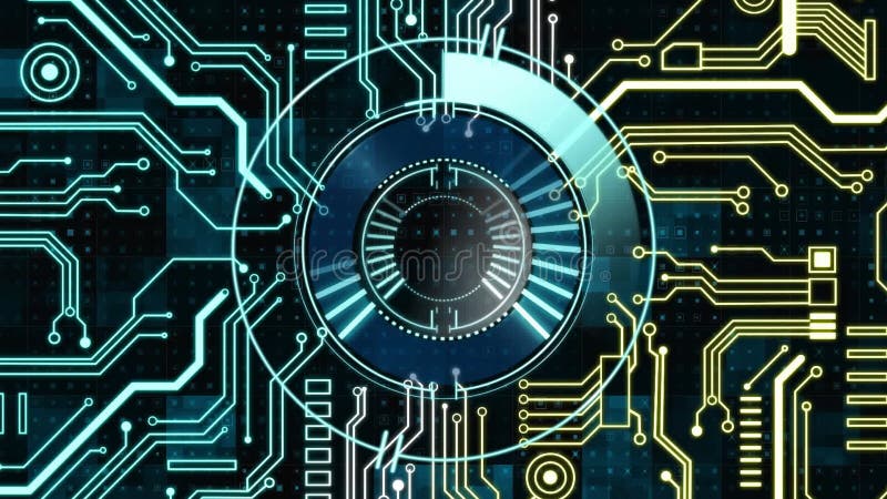 Animation Of Scope Scanning And Data Processing Over Computer Circuit