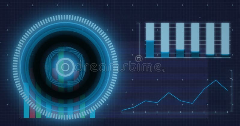 Animation Of Scope Scanning Data Processing Over Dark Background Stock