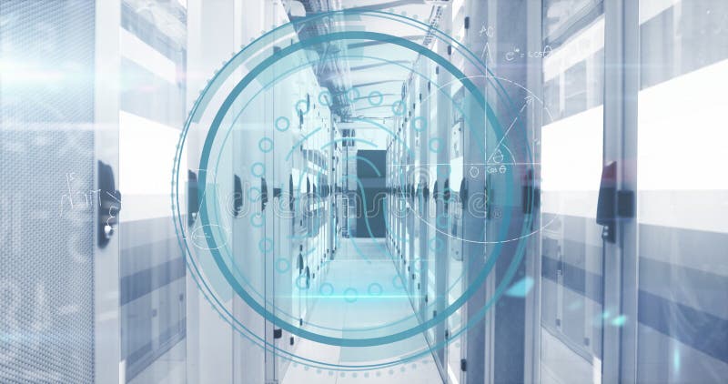 Animation Of Scope Scanning And Data Processing Over Empty Office Stock Video Video Of Scope