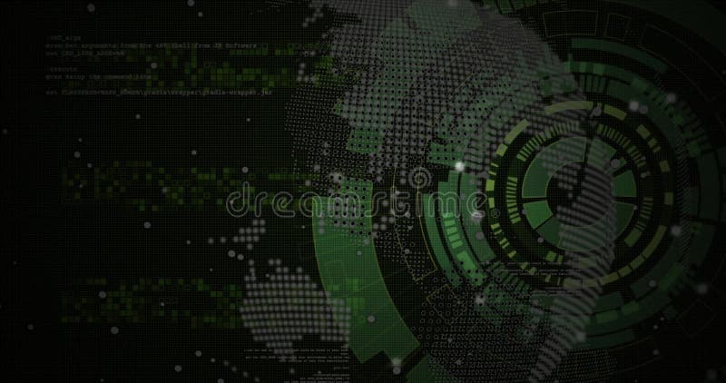 Animation of Scope Scanning and Data Processing Over Globe on Black Background Stock Video ...