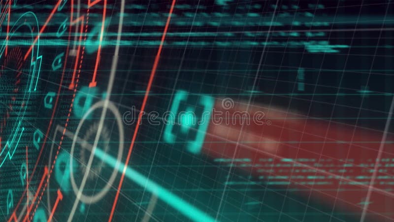 Animation of Scope Scanning and Data Processing Over Grid Stock Footage - Video of computing ...