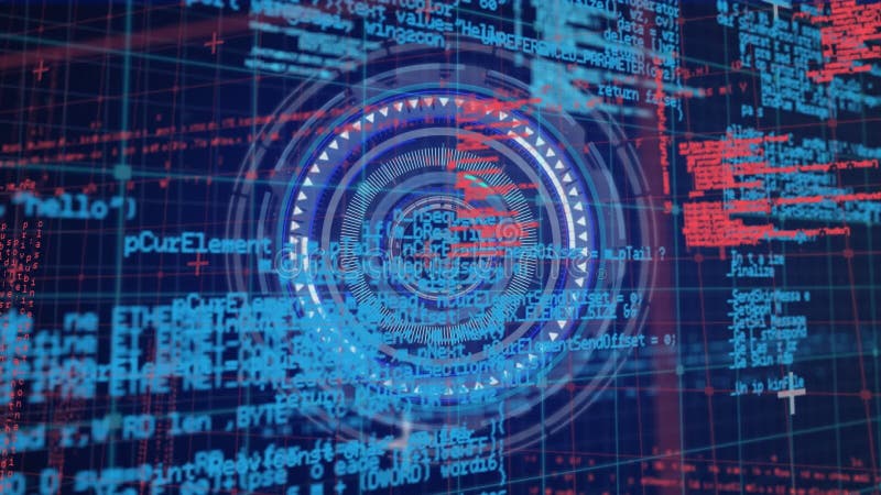 Animation of Scope Scanning and Data Processing Over Grid Stock Footage - Video of connection ...