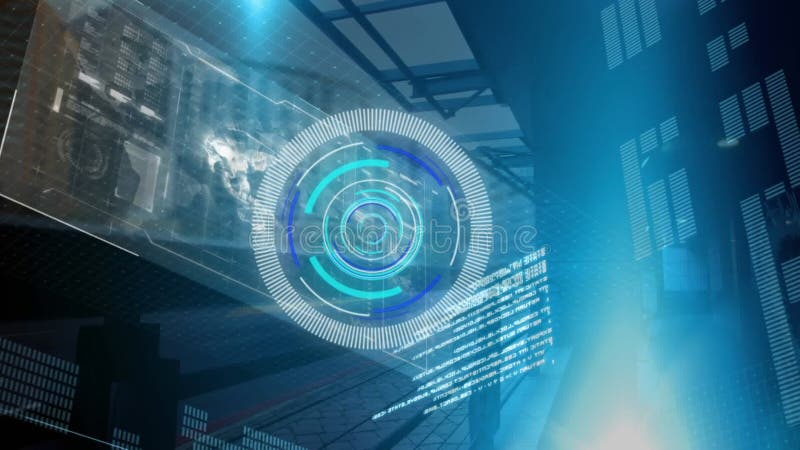 Animation Of Scope Scanning And Data Processing Over Screens Stock Video Video Of