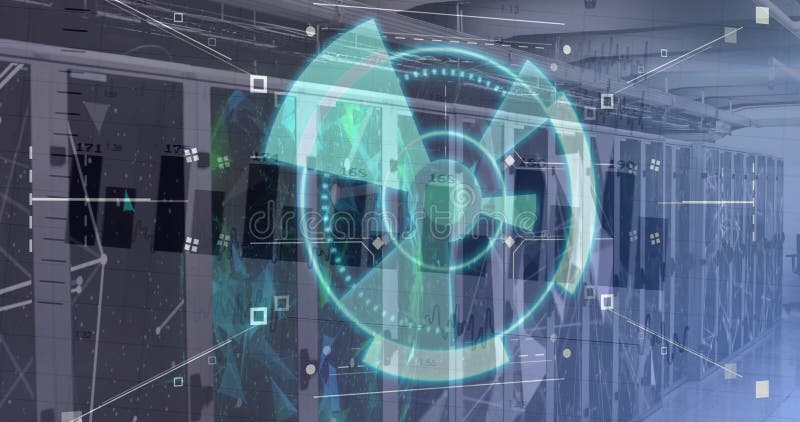 Animation of Scope Scanning with Data Processing Over Server Room Stock Footage - Video of ...